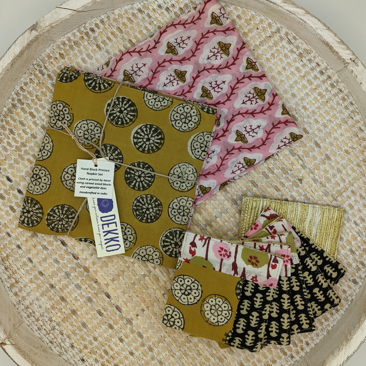 Pink and Harvest Gold Coasters – Dekko Trading